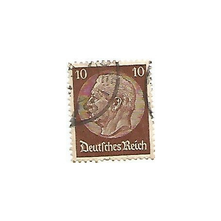 Timbre poste Maréchal Von Hindenburg 10 Pfennig brun oblitéré