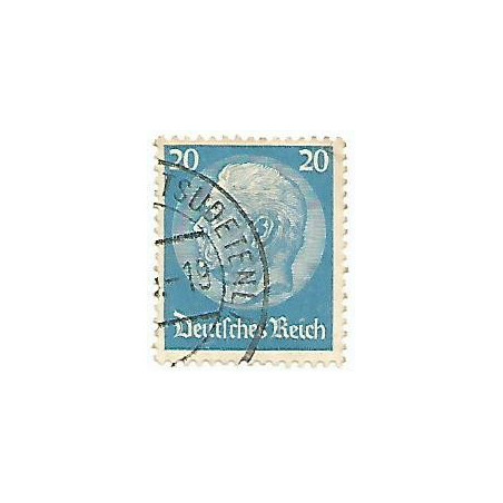 Timbre poste Maréchal Von Hindenburg 20 Pfennig bleu clair oblitéré