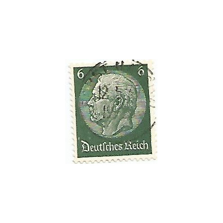 Timbre poste Maréchal Von Hindenburg 6 Pfennig vert oblitéré