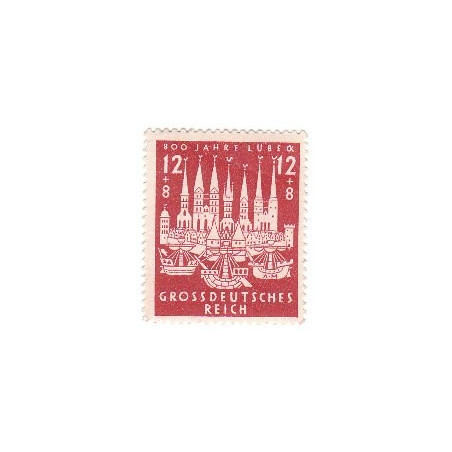 Timbre poste GrossDeutsches Reich 800 Jahre Lübeck 12+8 Pfennig Neuf