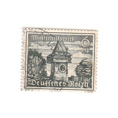 Timbre poste Deutsches Reich Winterhilfswerk 6+4 Pfennig oblitéré
